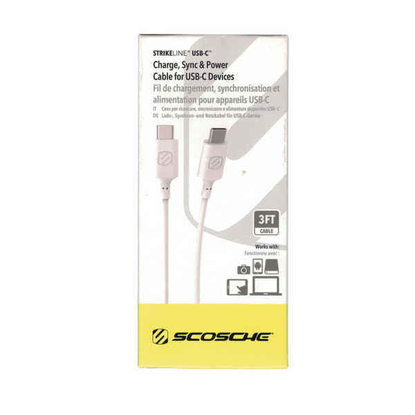 SS - Strikeline USB-C to USB-C 3FT Cable - White – MOBONIC