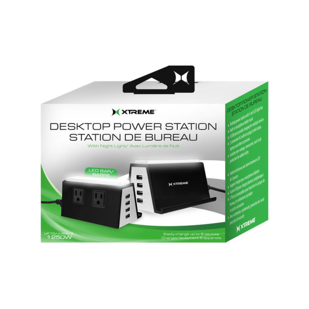 Xtreme Desktop Power Station w/ Night Light - Black – MOBONIC